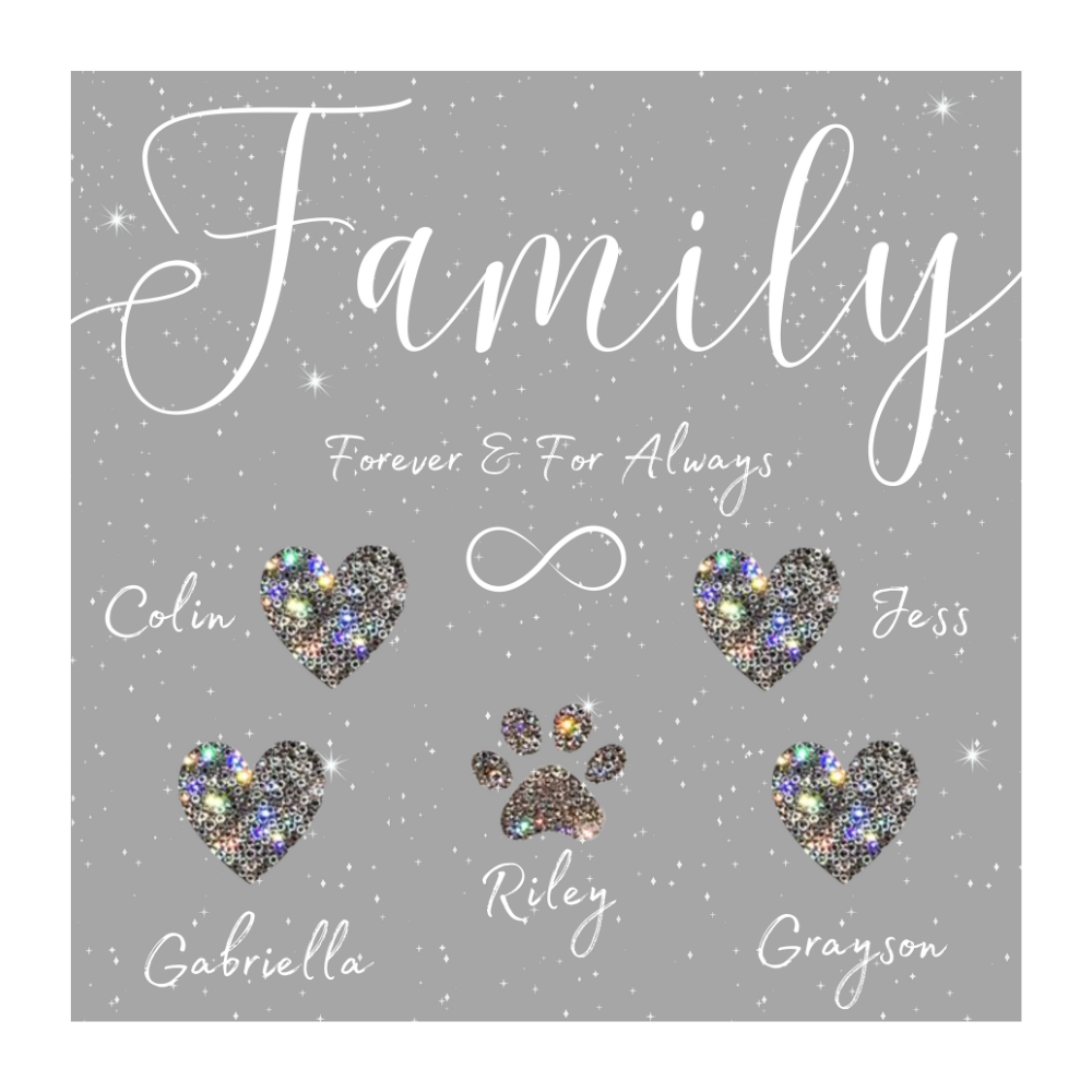 Diamond Dust Glitter 'Family Hearts & Paws' Canvas with Crystals ...